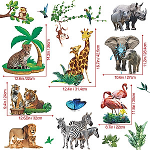 Amaonm Creative Giant Removable Cartoon Zoo Wild Jungle Animals 3D DIY Lion Giraffe Elephant Tree Wall Decals Nursery Decor for Kids Bedroom Living Room Playroom Classroom Hospital Decoration (b)