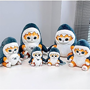 Cute Shark Cat Animal Plush Toy, Cat Face Shark Plush Pillow, Kawaii Soft Plush Cute Shark Cat for Adult Girl Boy Gift （5"）