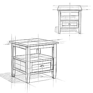 SIMPLIHOME Warm Shaker SOLID WOOD 20 inch wide Rectangle Rustic End Side Table in Farmhouse Grey with Storage, 1 Drawer and 1 Shelf, for the Living Room and Bedroom