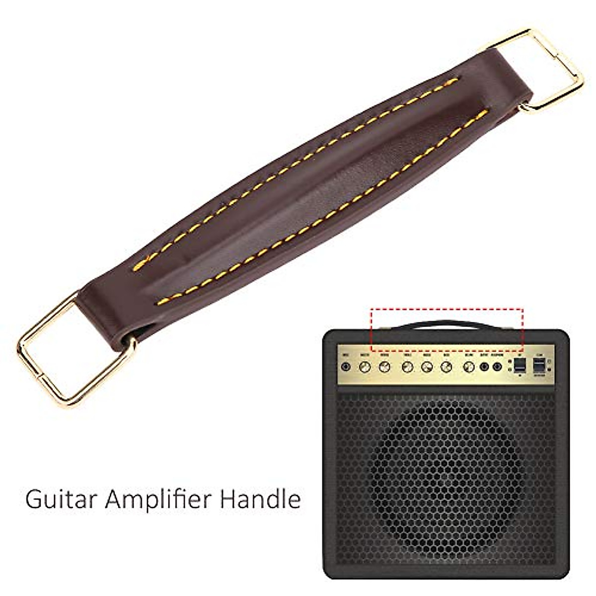 Vintage Style Guitar Amplifier Handle PU Leather Speaker Handle for Guitar Speaker(Brown)