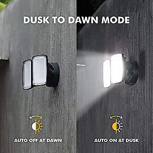 LUTEC 2 Packs LED 3500 Lumen 32W 5000K Integrated Dual-Head Floodlight Outdoor Dusk to Dawn Waterproof Exterior Security Wall Light for Patio Garden Yard-Black…