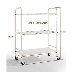 SunnyPoint Metal Rolling Organizer Utility Craft Cart (Large, WHT)