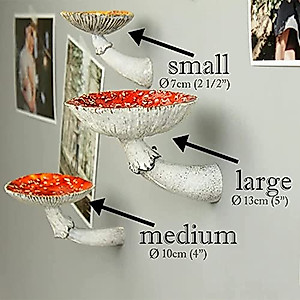 Mushroom Hanging Shelf Wall Floating Shelf Hanging Decor Shelves for Bedroom, Living Room, Bathroom and More (L, Mushroom)