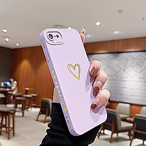 Teageo for iPhone SE 2022/ 2020, iPhone 7/ 8 Case for Women Girls, Cute Luxury Heart [Soft Anti-Scratch Full Camera Lens Protective Cover] Silicone Girly Shockproof Phone Case-Purple