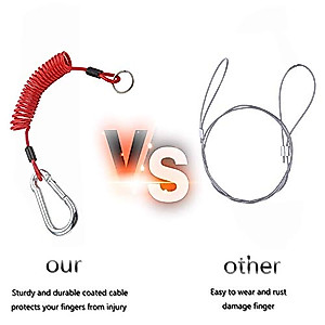 DPEI XUAN Breakaway Trailer Cable, Trailer Brake Cable, RV Stainless Steel Spring Towing Coiled Wire, Heavy Duty Steel Wire Extend to 6ft Coiled Safety Cables Strap for RV Towing Trailer