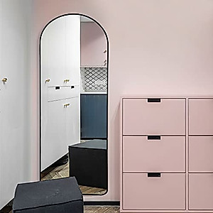 KIAYACI Arched Full Length Mirror Floor Mirror with Stand Bedroom Dressing Mirror Full Body Wall Mirror (Black, 59" x 20")