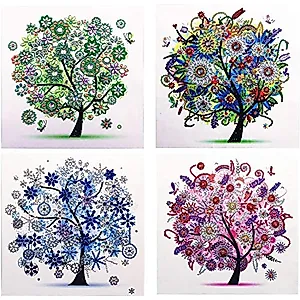 NEILDEN New 4Pack 5D Diamond Painting Kit, DIY Diamond Number Rhinestone Painting Kits for Adults and Children Embroidery Diamond Arts Craft Home Decor 11.811.8inch