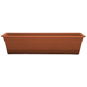 Bloem Dura Cotta Window Box Planter: 30" - Terra Cotta - Large Box with Tray, Weatherproof Resin Box, Removable Tray for Indoor & Outdoor Use, Gardening, 4 Gallon Capacity