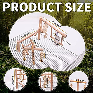 QBLEEV Bird Cage Play Stand Toy Set-Birdcage Wood Stands Hanging Chew Toys Ladder Swing Parrot Perch Play Gym Playground Accessories Activity Center for Conure, Parakeets, Budgie, Cockatiels,Lovebirds