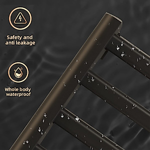 Boyuan Heated Towel Rack, Constant Temperature 55°C, 4-Bar Towel Warmer Rack Wall Mounted Hot Towel Rack Aluminum Alloy 82W Electric Towel Drying Rack Plug-in Towel Warmers for Bathroom Kitchen,Black