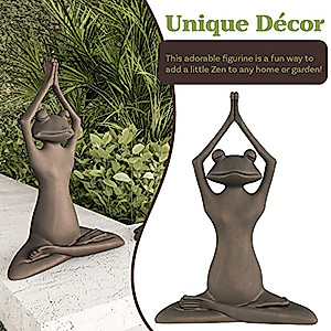Pure Garden Stretching Yoga Frog Lawn and Garden Décor, Bronze