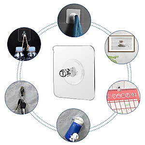 Wall Hangers Without Nails, 14 Pieces Self Adhesive Wall Hooks Heavy Duty Screw Free Sticker No Nail Picture Hangers Clear Pvc Sticker Hooks for Home Kitchen Bathroom Office Hanging Wall Mount