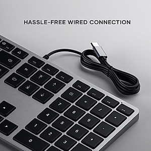 Satechi Slim W3 Wired Backlit Keyboard with Numeric Keypad – Illuminated Keys & USB C Connection – for MacBook Pro, MacBook Air, iPad Pro, iMac and More