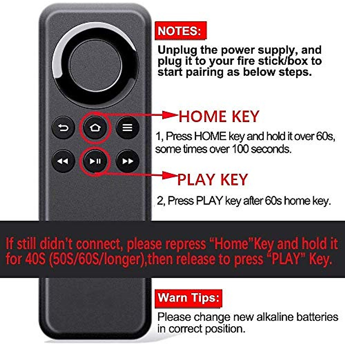 New CV98LM Replacement Remote Compatible with Amazon Fire TV Stick and Amazon Fire TV Box W87CUN CL1130 LY73PR PE59CV DV83YM CE0700 S3L46N E9L29Y EX69VW LDC9WZ A78V3N Without Voice Function