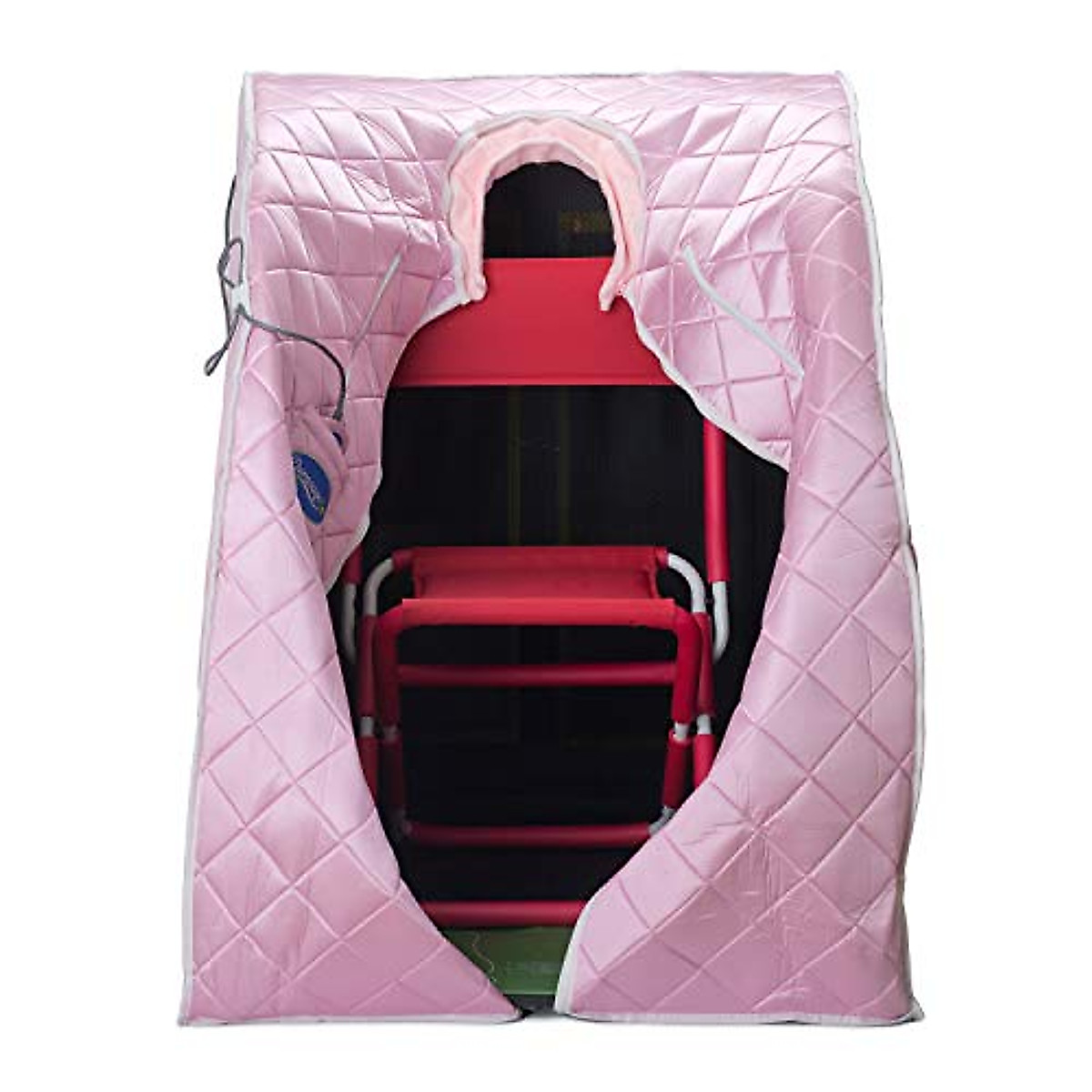 Durasage Personal Ultra Low Emf Portable Infrared Sauna Spa for Weight Loss, Detox, Relaxation at Home, 30 Minute Timer, with Handheld Remote Control, Heated Footpad and Chair (Light Pink)