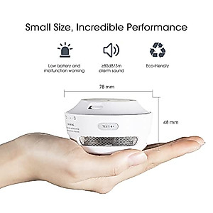 X-Sense Mini Smoke Detector, 10-Year Battery Photoelectric Smoke Fire Alarm with LED Indicator & Silence Button, XS01