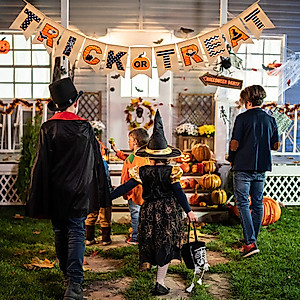 Halloween Banner for Mantle - Happy Halloween Garland Banner Burlap Trick or Treat Banner Hanging Decor for Fireplace Home Halloween Party Decorations