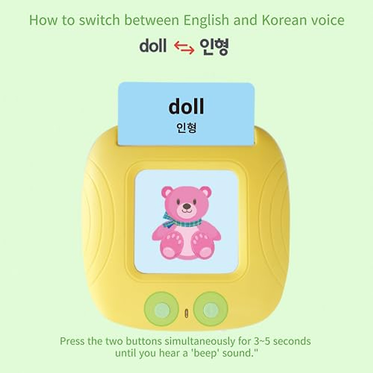 Talking Flashcards Korean Bilingual Interactive Flashcards for Learning English/Korean- Talking ABC, Numbers, Animals, Countries Educational Montessori Toy for Toddlers and Preschool Kids