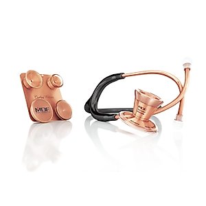 MDF Instruments Rosegold ProCardial Cardiology Stethoscope(Rose Gold - Black) + MDF Pediatric and Neonatal Attachments with Clip