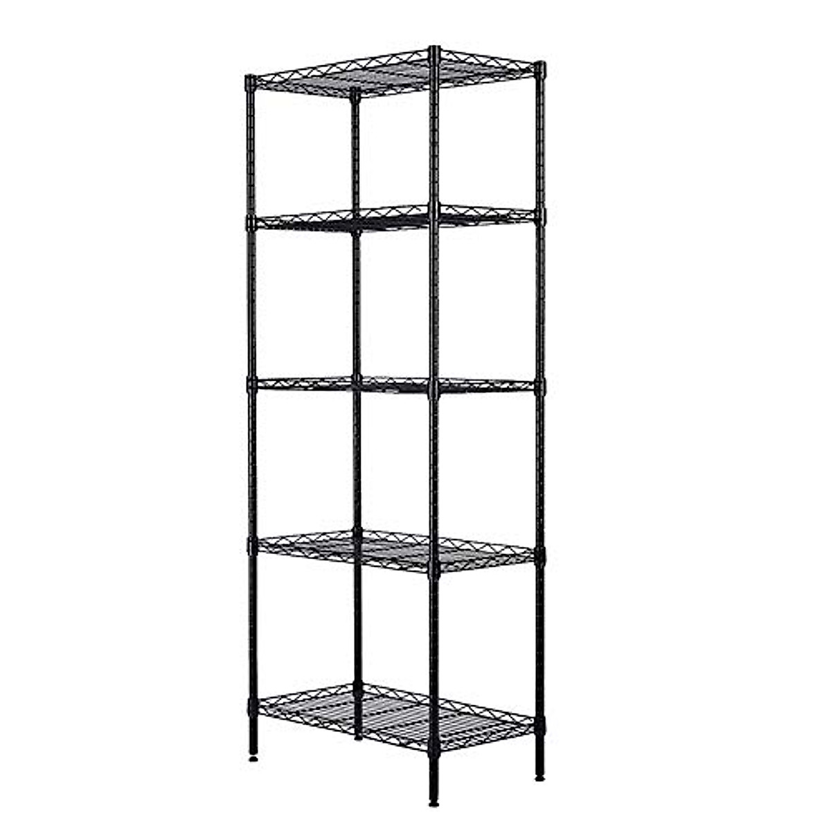 dcmtoamz 5-Tier Standing Shelf Unit,Suitable for Living-Room,Kitchen,Bedroom,Multi-Function Heavy Duty Storage Shelving Rack(Load Capacity 550lbs),Steel Organizer Wire Storage,Black(21L x 12W x 59H)