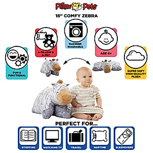 Pillow Pets Naturally Comfy Zebra Stuffed Animal Plush Toy