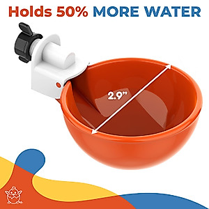 (5 Pack) Lil Clucker Large Automatic Chicken Waterer Cups | Chicken Water Feeder Suitable for Chicks, Duck, Goose, Turkey and Bunny | Poultry Water Feeder Kit (Orange)