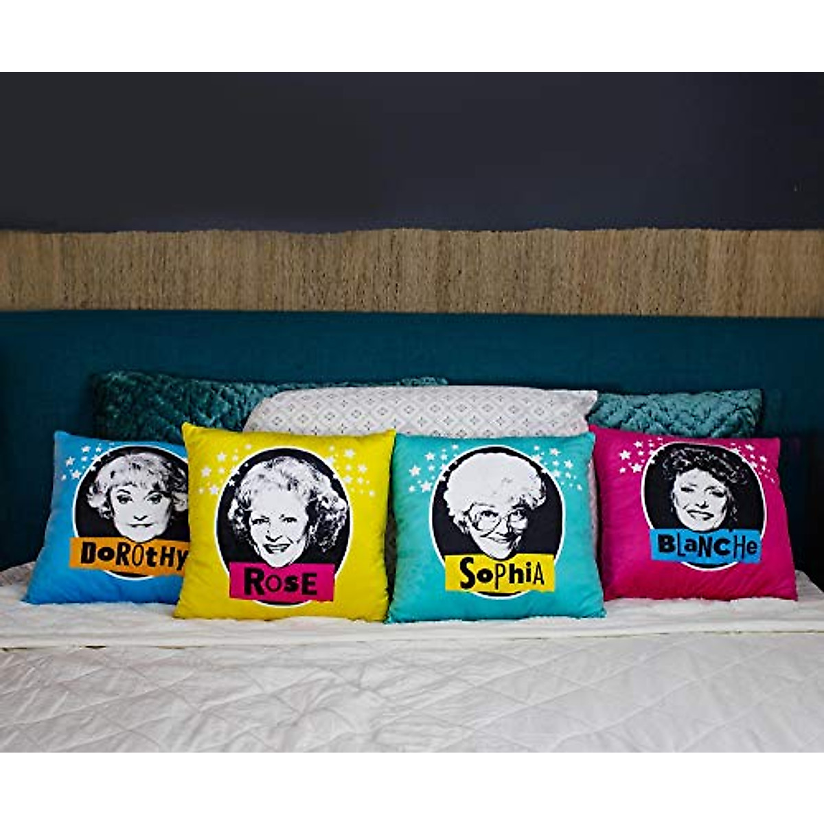 The Golden Girls 14-Inch Character Throw Pillows | Set of 4 | Decorative Square Accent Pillows for Living Room Set, Cushion, Couches And Sofas, Bedroom