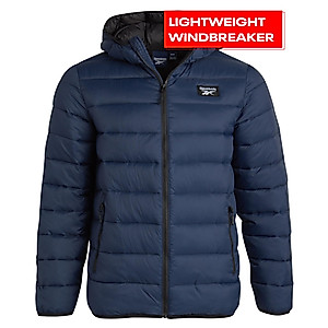 Reebok Men's Jacket – Lightweight Hooded Quilted Puffer Coat – Warm Insulated Winter Jacket for Men (S-4X), Size Medium, Solid Vector Navy