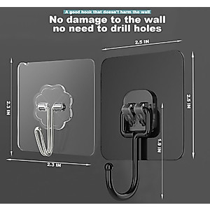 Free Eagle Adhesive Towel Wall Hooks, 10 Packs Hook Waterproof for Glass Shower Door, Holder for Bathroom Hanging Heavy Duty 33lb, Hand Towel Bar Hanger & Rack, Coat & Robe Hooks (Transparent, Black)