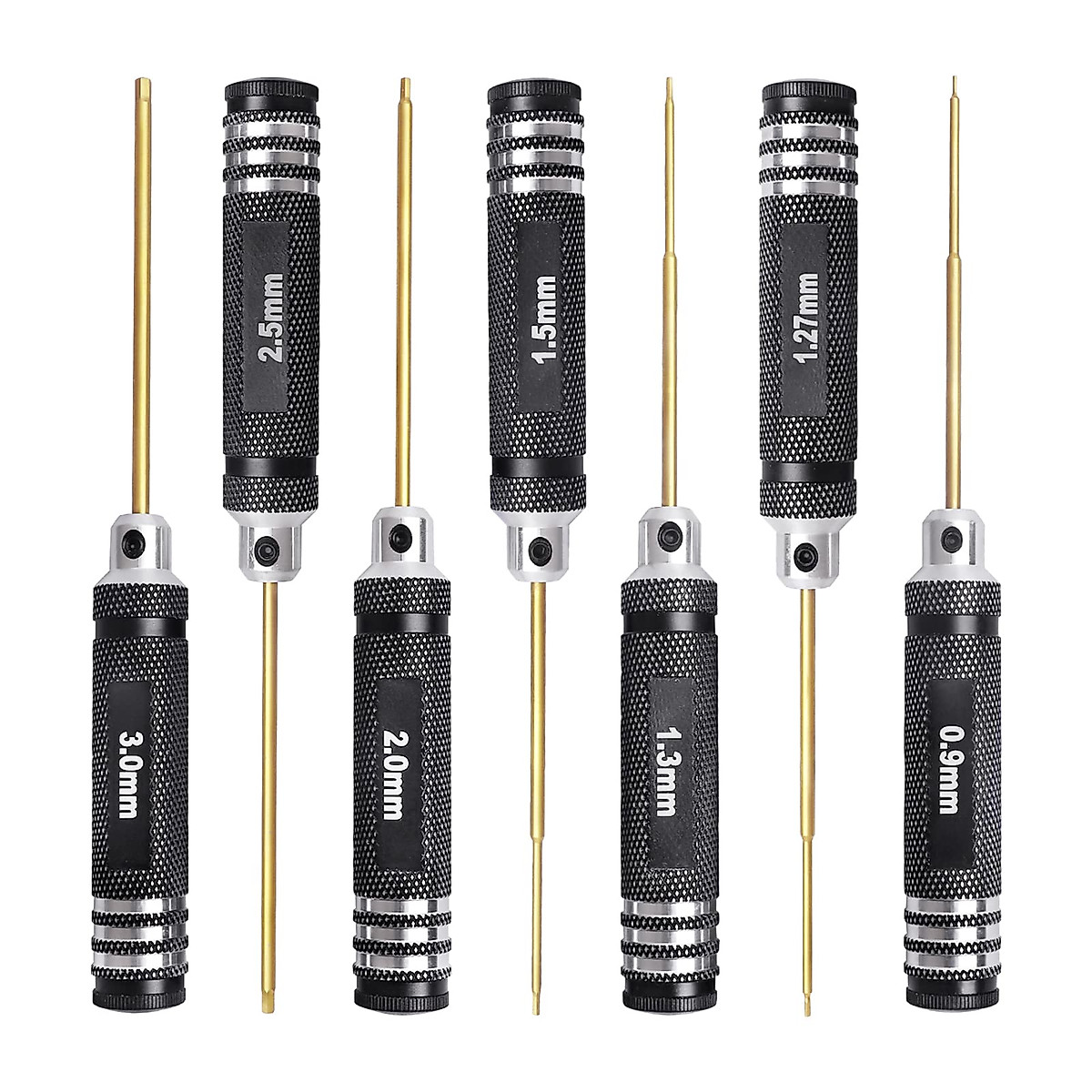 HobbyPark Hex Driver Set Hex Allen Screwdriver Kit Titanium 0.9mm/1.27mm/1.3mm/1.5mm/2.0mm/2.5mm/3.0mm Small and 17mm Hex Wrench Set RC Car Tools Kit