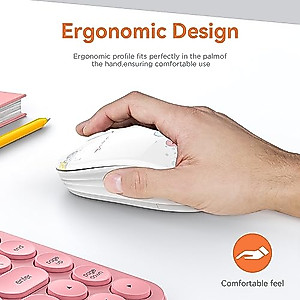 FMOUSE Cute Bluetooth Mouse, 2.4 GHz Wireless Mice with USB Receiver for Laptop, iPad, Mac, Silent Cartoon Mouse Suitable for Female and Students (Girl)