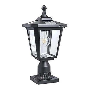 Kemeco Solar Post Light Outdoor ST4319Q Cast Aluminum Filament LED with Mounting Base for Pire Pillar Garden Yard Pole Bollard Gates Driveway Pathway Walkway