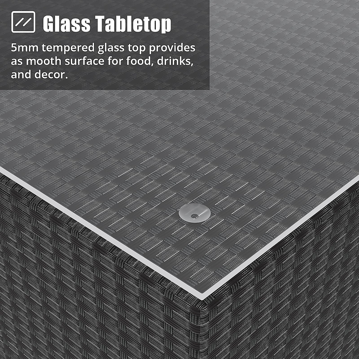 5 Pieces Patio Furniture Sets, All Weather Outdoor Sectional Patio Sofa, Rattan Wicker Conversation Sofa Set, Manual Weaving Sectional Patio Sofa with Cushion and Glass Table for Balcony, Garden, Gray