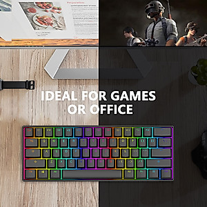 VIMUKUN 60% Mechanical Gaming Keyboard,RGB Backlit Wired Ultra-Compact Mini Keyboard, Waterproof 61 Keys Keyboard with Red Switch for Windows Laptop/PC/Mac