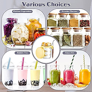 Set of 6 Overnight Oats Containers with Lids and Spoons 12 oz Overnight Oats Jars Glass Oatmeal Mason Jars Cereal Cup Airtight Jars with Measurement Marks for Yogurt Milk (Gray, White, Light Yellow)
