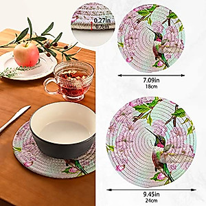 Trivets for Hot Pots Dishes Heat Resistant, Hummingbird Hot Mats Pads for Kitchen Decorative Counter Tops Dining Washable Pot Holder Coasters Set