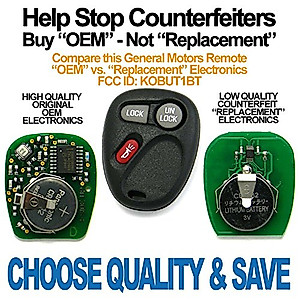 NorthCoast Keyless OEM Electronic 3-Button Key Fob Remote Compatible with Chevrolet GMC (FCC ID: KOBUT1BT, P/N: 15732803)