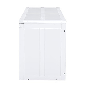 VKKILPEE Queen Size Murphy Bed with Rotatable Desk, 3 in 1 Floor Bed Frame with Cabinet & Workstation, for Small Room Living Room Bedroom, Solid Wood Construction, No Box Spring Required, White