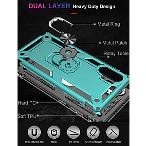 LUMARKE Galaxy Note 10+ Plus Case,Pass 16ft. Drop Test Military Grade Heavy Duty Cover with Magnetic Ring Kickstand,Protective Phone Case for Samsung Galaxy Note 10 Plus Teal