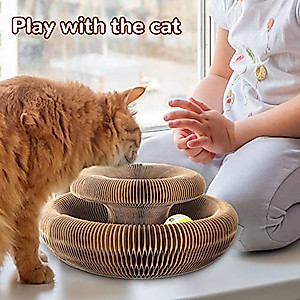 Magic Organ Cat Scratching Board, Cat Accordion, Cat Cordion, Cardboard Cat Scratcher Cat Bed Interactive Scratcher Cat Toy, Foldable Convenient Cat Scratcher Durable Recyclable Comes with Ball