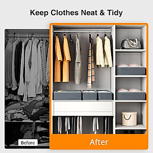 DIMJ 12 Pack Drawer Organizer for Clothes - Sock Bra Underwear Drawer Organizer, Foldable Fabric Drawer Organizer Bins, 114 Cells Dresser Drawer Dividers for Clothing Scarves Belt Tie, Grey