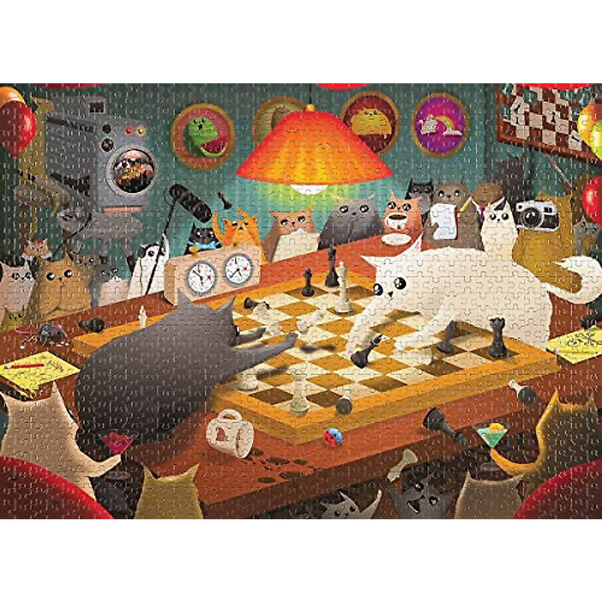 Cats Playing Chess Jigsaw Puzzle by Exploding Kittens - 1000 Pieces, Ideal for Adults, Teens, and Kids - A Funny and Artistic Cat-Themed Puzzle