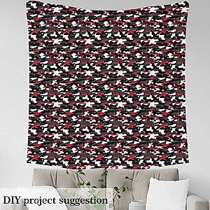 Boys Camo Fabric by The Yard, Army Camouflage Upholstery Fabric for Kids Adult Black White Militarily Indoor Outdoor Fabric Abstract Art Precut Fabric for Clothing Quilting Sewing, Red 1 Yard