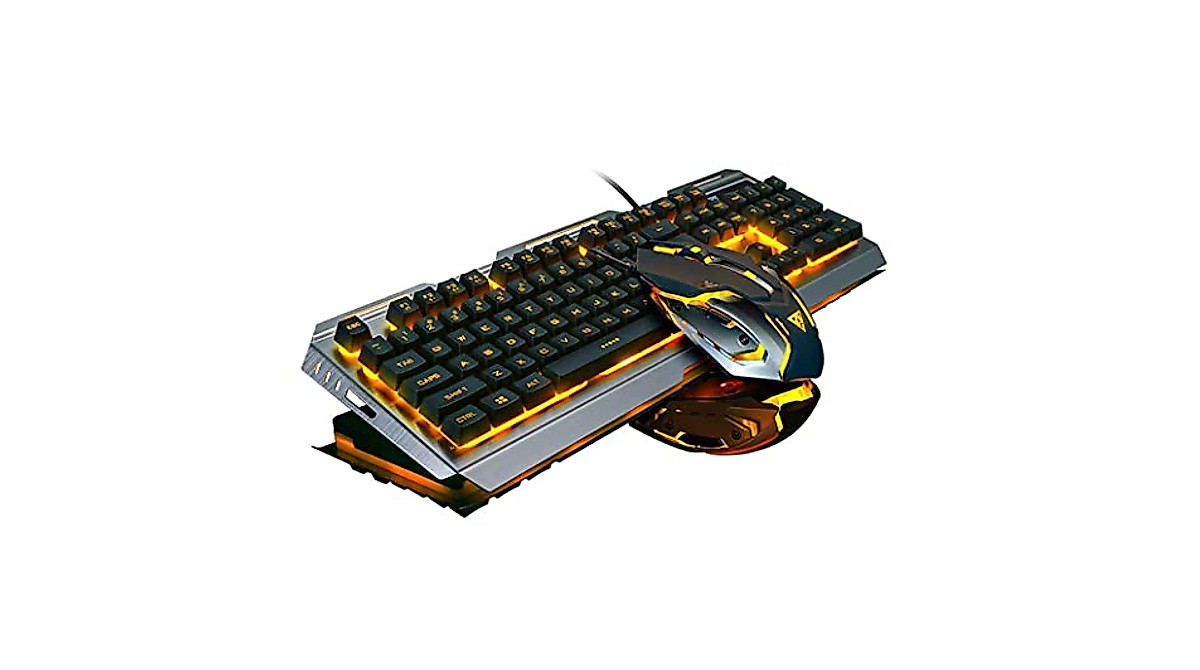 Gaming Keyboard & Mouse Combo with Orange Backlit Lights | ANZERWIN