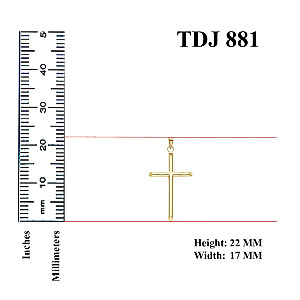 14K Yellow Gold Classic Cross Pendant - 22 x 17 MM Jesus Engraved Pendant Polished Finish - 14K Gold Stamped Religious Pendant - Great Choice for Women and Men