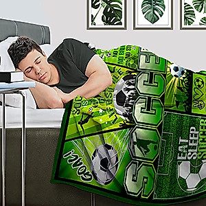 Soccer Blanket Gifts for Boys Men & Kids Teens Adults - Ultra Soft Warm Flannel Throw Blankets - 50"x40"