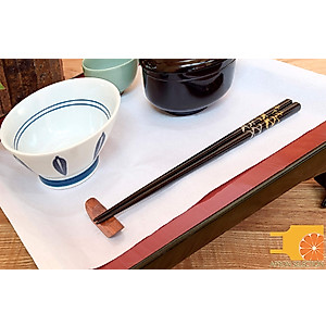 Hashimoto-Kousaku Wajima Japanese Natural Lacquered Wooden Chopsticks Reusable in Gift Box, Seasonal Scenery Naminotori (Black) Made in Japan, Handcrafted