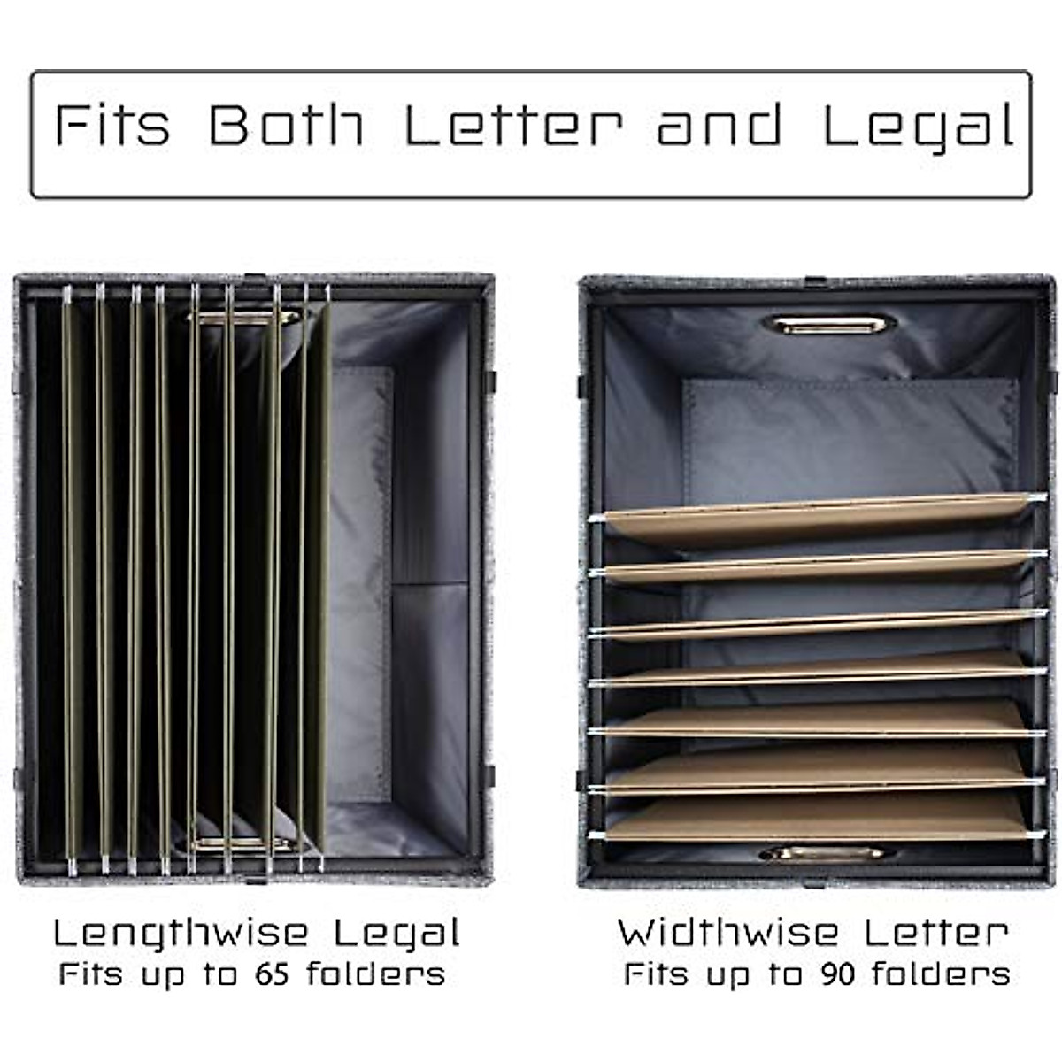 Premium Collapsible File Storage Organizer With Dolly Wheels | Office Hanging File Box | Smooth Sliding Rail | Fits Letter/Legal | Charcoal | 1 Pack