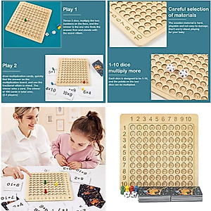 Wooden 9X9 Math Games for Kids 8-12, Kingmall Montessori Multiplication Board Game Wooden Multiplication Board, Educational Preschool Counting Tools for Kids Over 3 Years Old