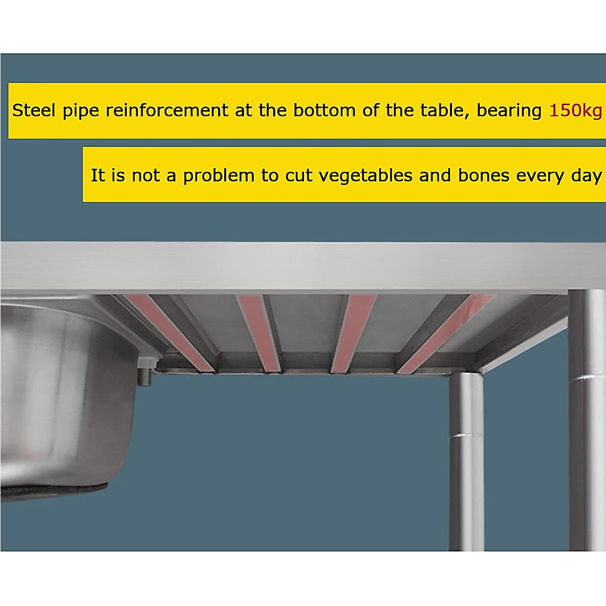 KITCHEN SINK Laundry sink/outdoor station with hose hook up, portable for washing hands, commercial restaurant utility fish cleaning table,stainless steel faucet, 39.4x17.7x31.5in/100x45x80cm